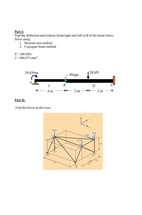 Solved Part I: Find the deflection and rotation (from right | Chegg.com