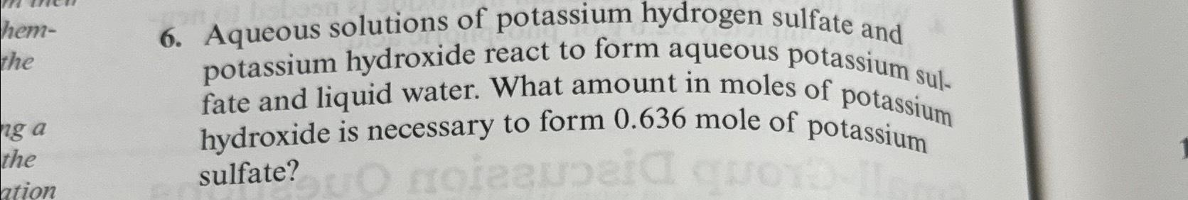 Solved Aqueous solutions of potassium hydrogen sulfate and | Chegg.com