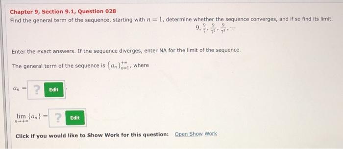 Solved Chapter 9, Section 9.1, Question 017 Write out the | Chegg.com