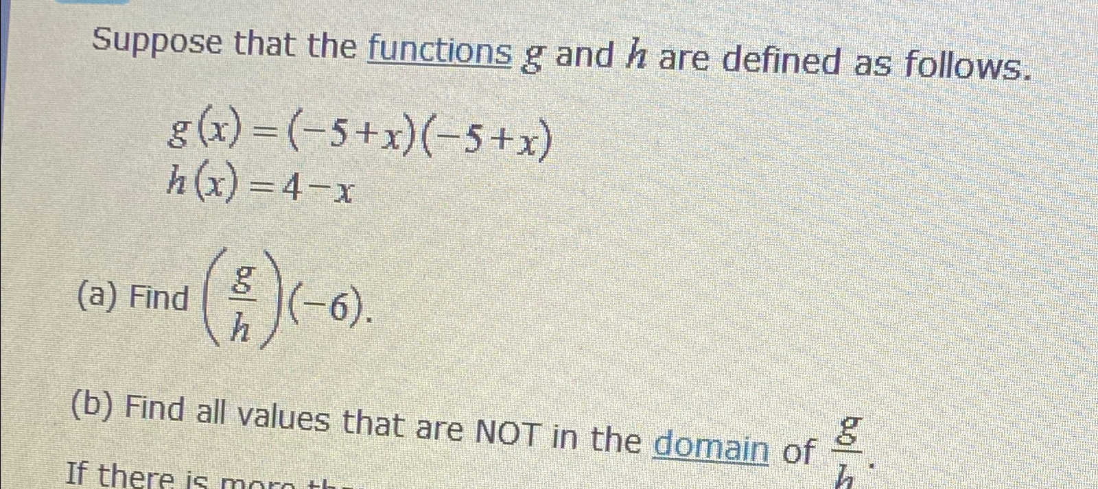 Solved Suppose that the functions g ﻿and h ﻿are defined as | Chegg.com