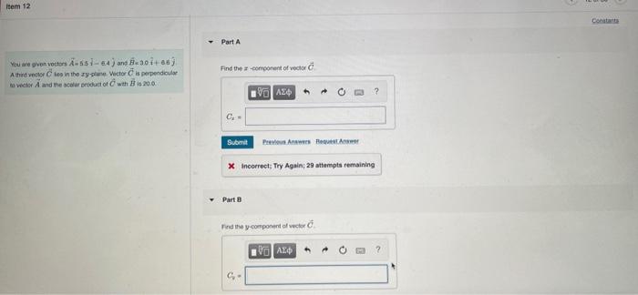 Solved Find the z-xemeonent of vector C. to welst A and the | Chegg.com