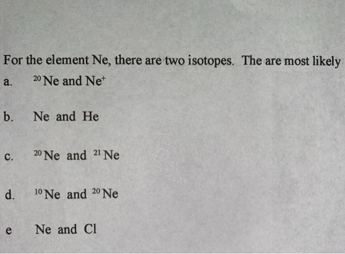 Solved For the element Ne, there are two isotopes. The are | Chegg.com