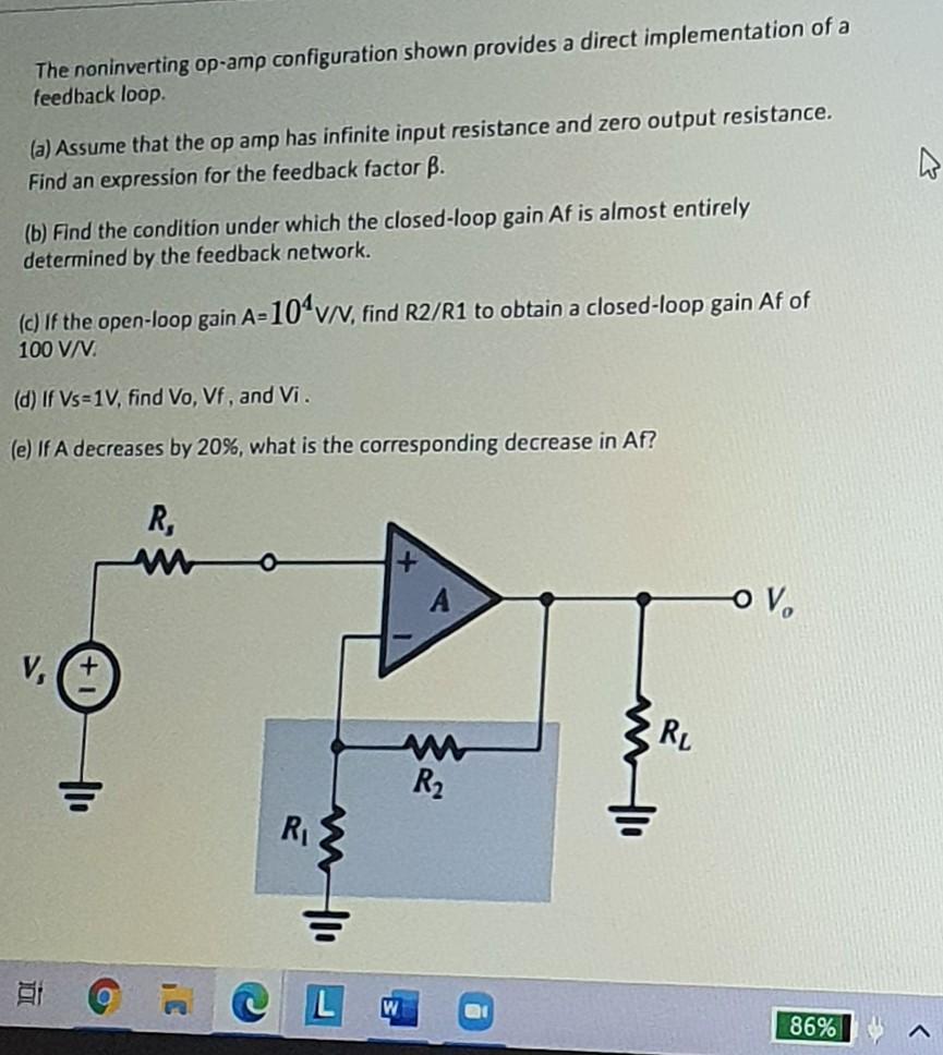 Solved The noninverting op-amp configuration shown provides | Chegg.com
