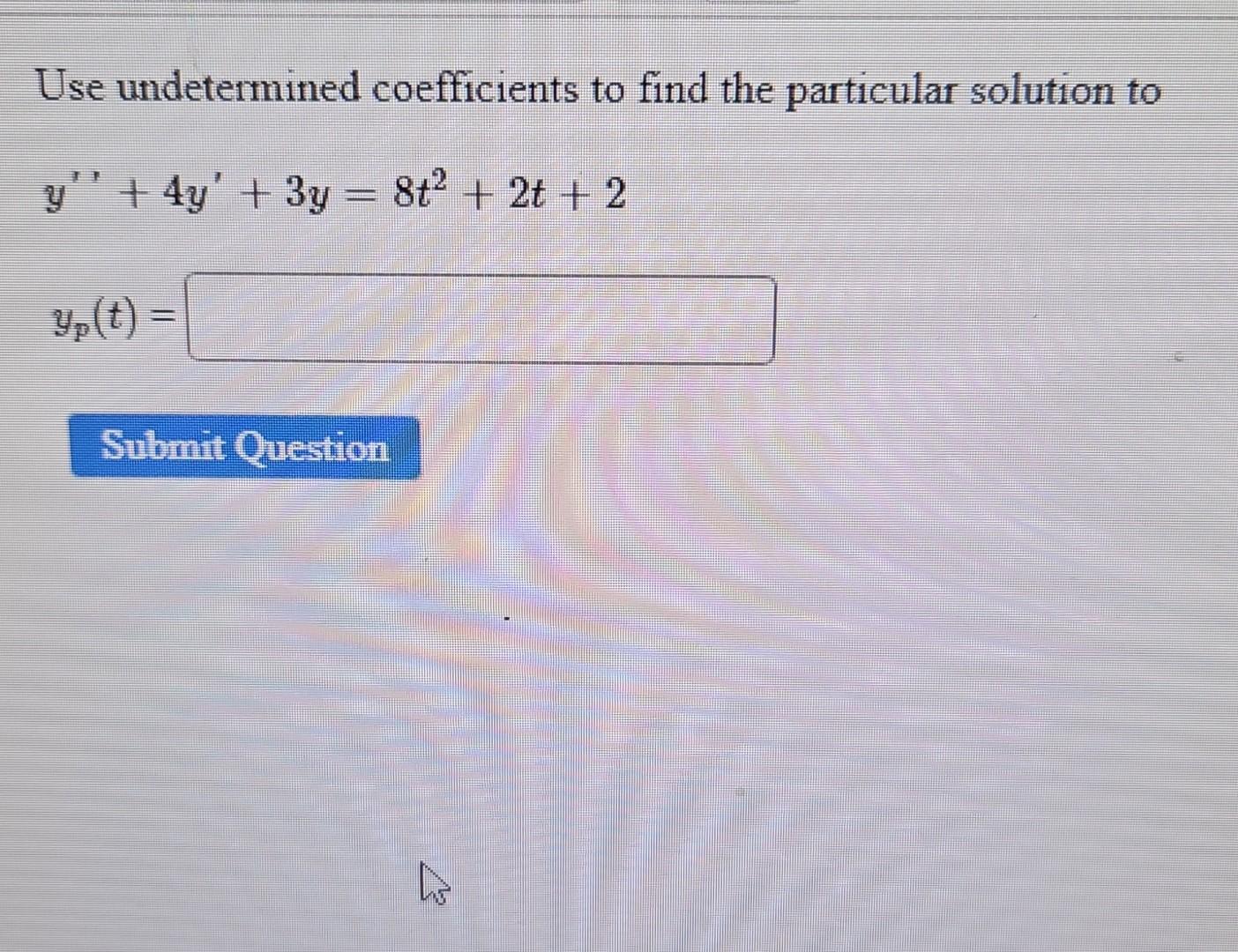 Solved Use undetermined coefficients to find the particular | Chegg.com