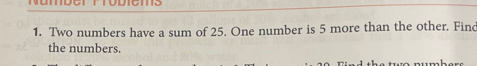 Solved Two numbers have a sum of 25 . ﻿One number is 5 ﻿more | Chegg.com