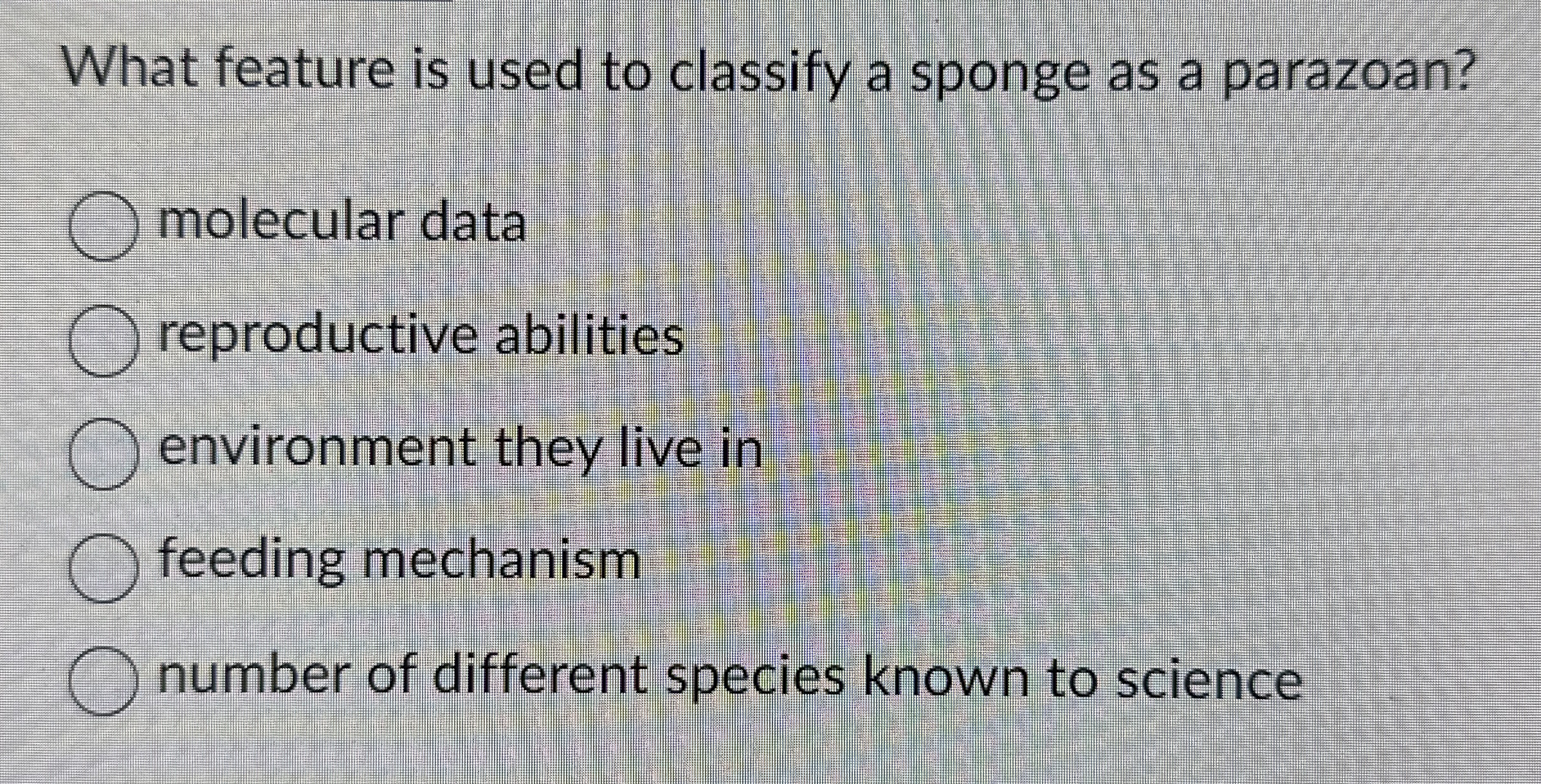 Solved What feature is used to classify a sponge as a | Chegg.com