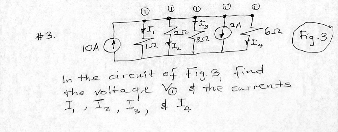 Solved #3.In the circuit of Fig. 3 , ﻿find the voltage V(1) | Chegg.com