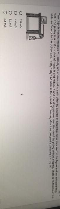 Solved Two Objects Having Masses M And My Are Connected To
