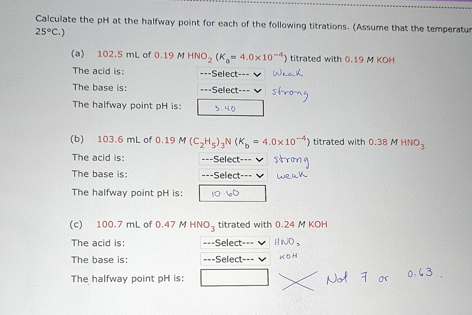 Solved Just part CCalculate the pH ﻿at the halfway point for | Chegg.com