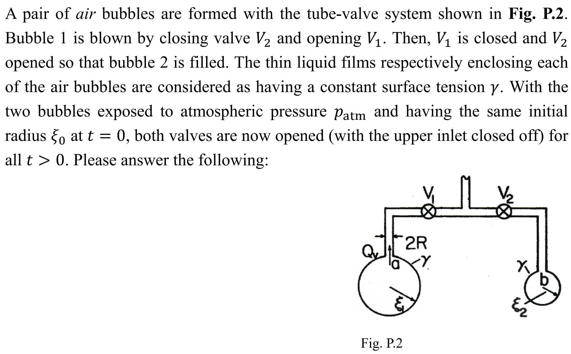 Solved A pair of air bubbles are formed with the tube-valve | Chegg.com