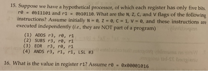 Solved 15. Suppose we have a hypothetical processor, of | Chegg.com
