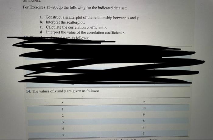 Solved For Exercises 13-20, do the following for the | Chegg.com