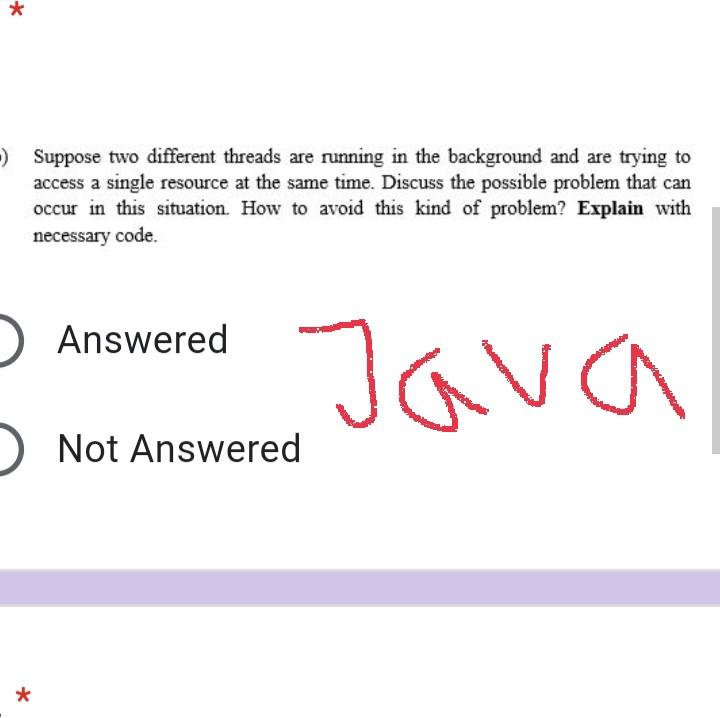 Suppose two different threads are running in the | Chegg.com