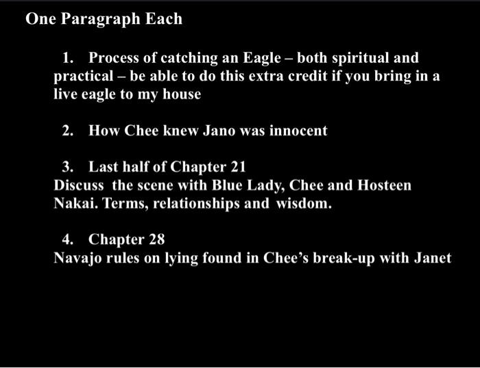 One Paragraph Each 1. Process of catching an Eagle – | Chegg.com