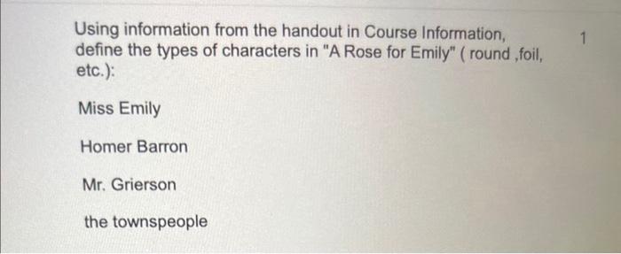 Using information from the handout in Course | Chegg.com