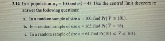 Solved 2.14 In a population py 100 and oy answer the | Chegg.com