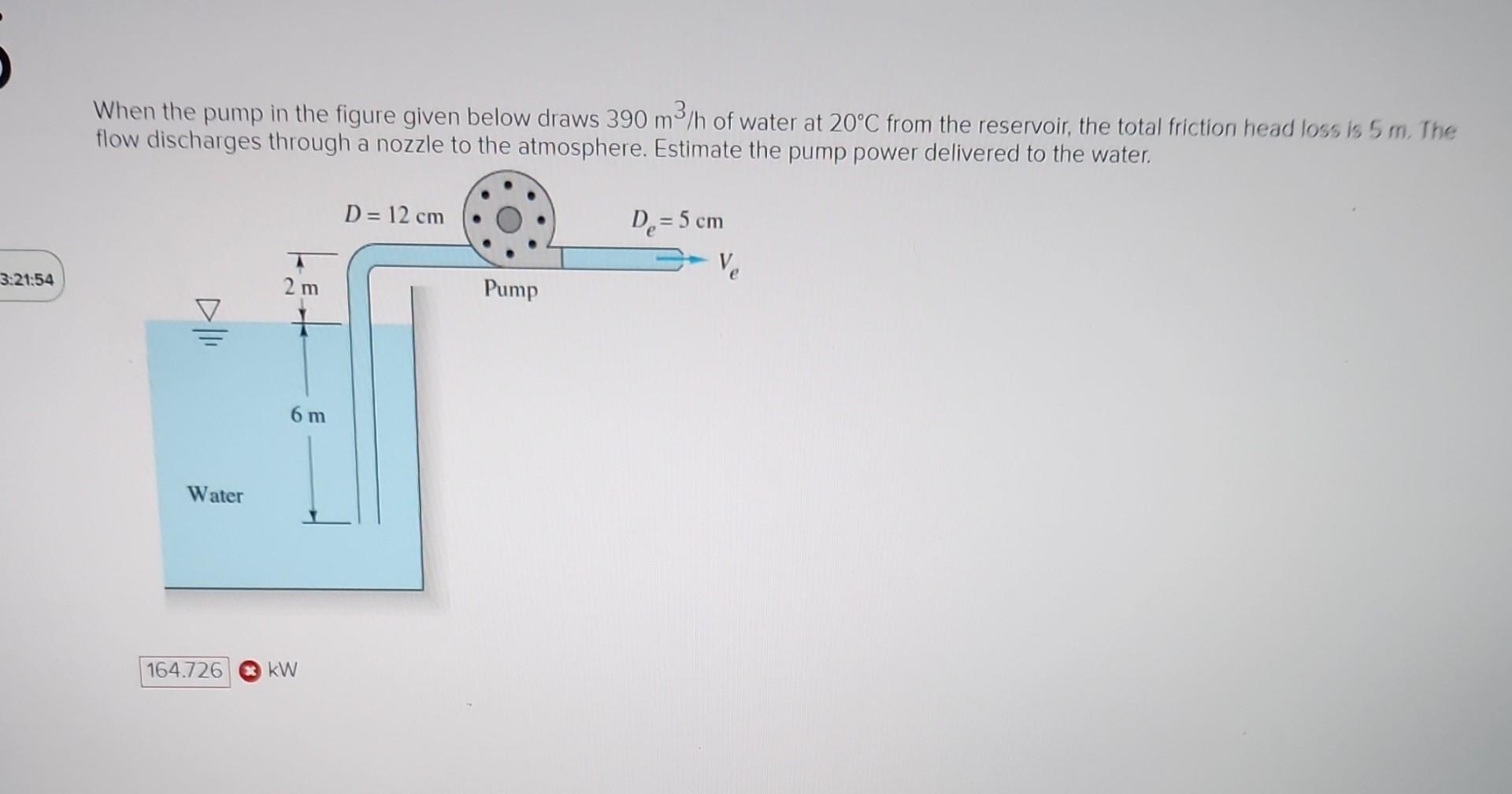 Solved When the pump in the figure given below draws 390 | Chegg.com