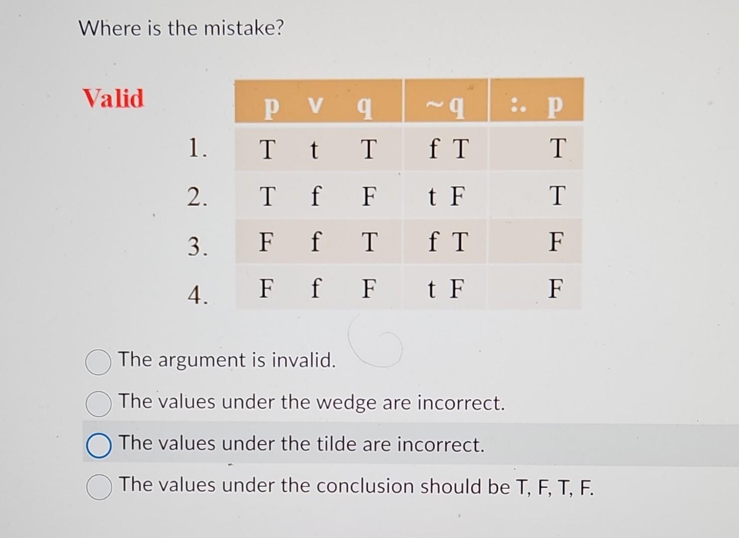 Solved Where is the mistake? Valid The argument is invalid. | Chegg.com