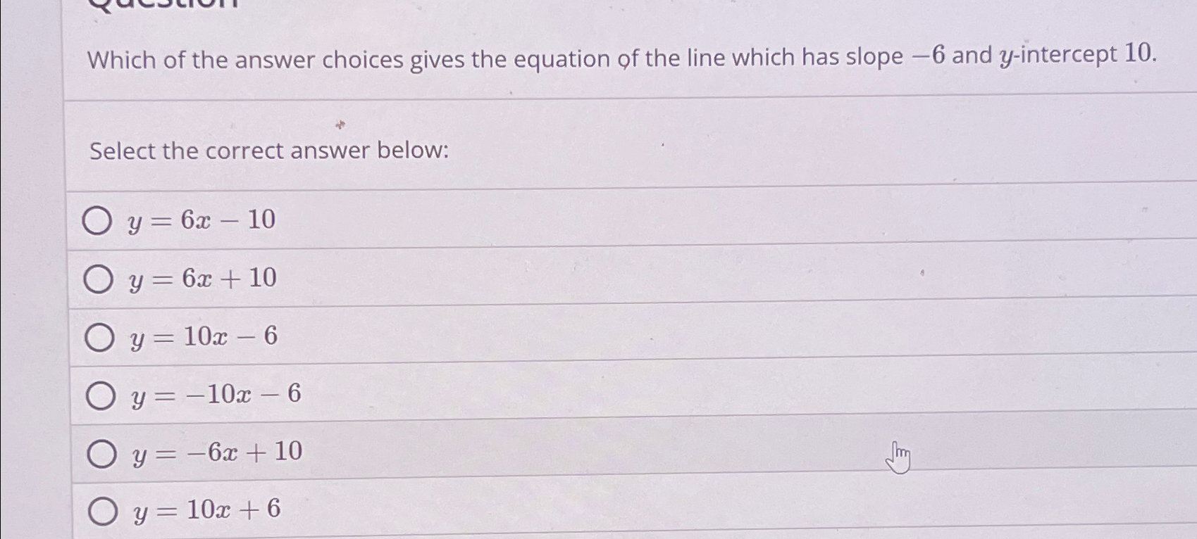 Solved Which Of The Answer Choices Gives The Equation Of The 
