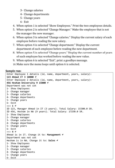 Solved Employee - id: int name: String - department: String | Chegg.com