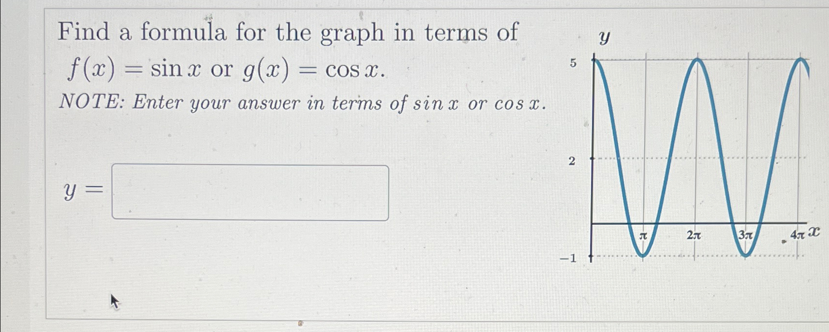 Solved Find a formula for the graph in terms of f(x)=sinx | Chegg.com
