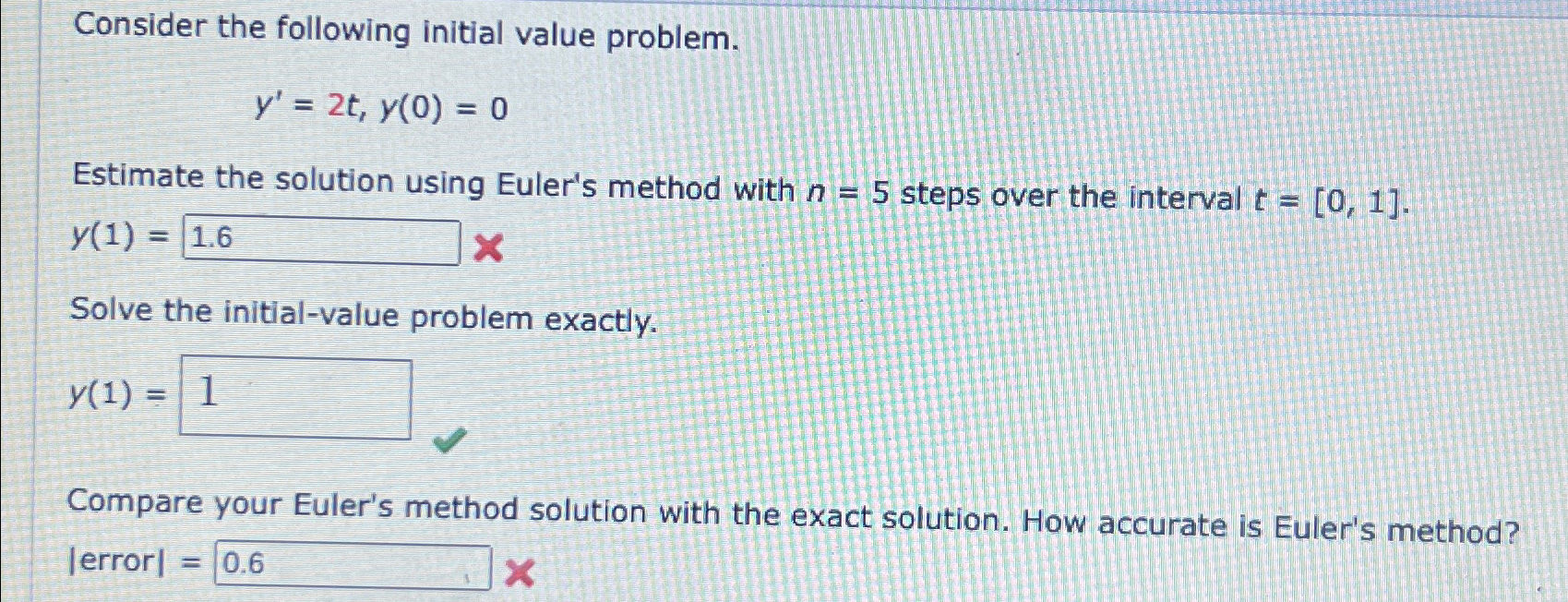 Solved Consider the following initial value | Chegg.com