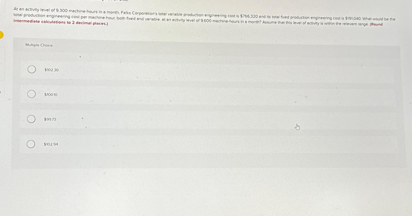 Solved intermediate calculations to 2 ﻿decimal | Chegg.com