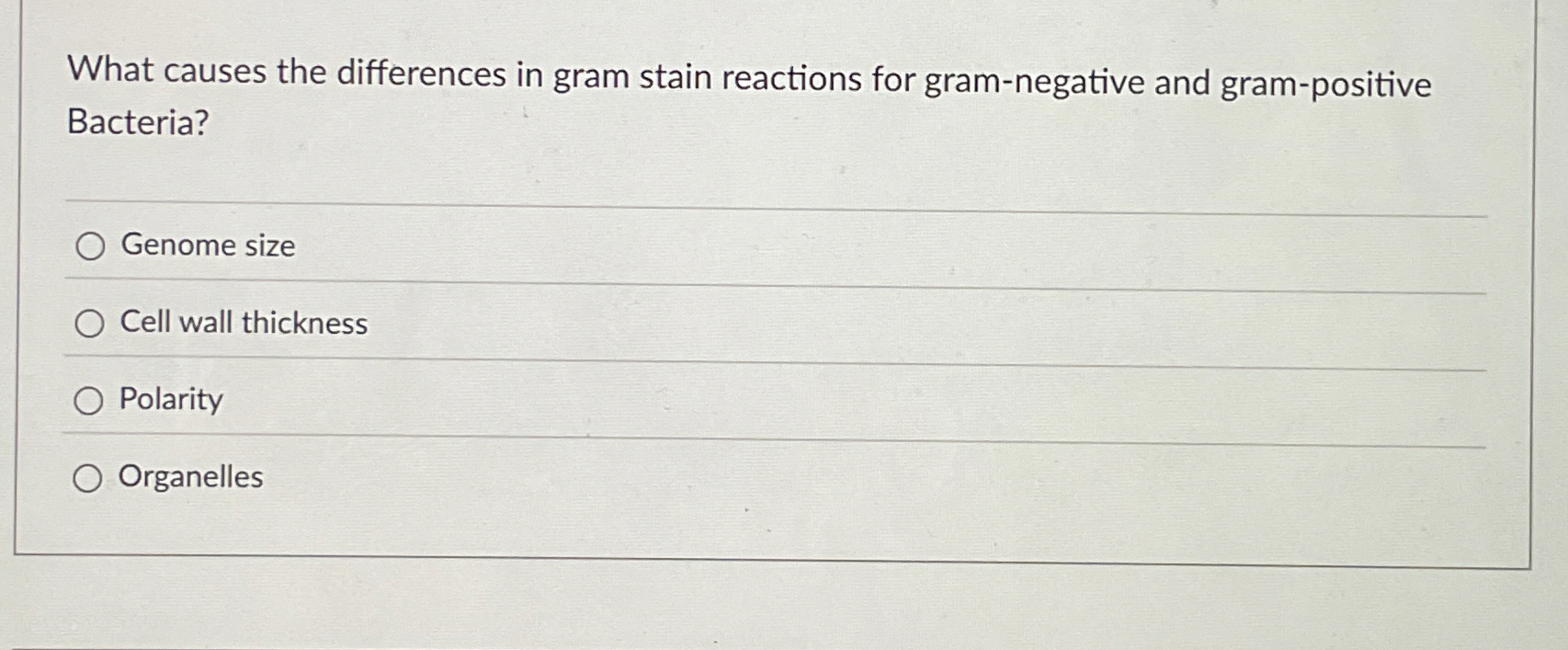 Solved What causes the differences in gram stain reactions | Chegg.com