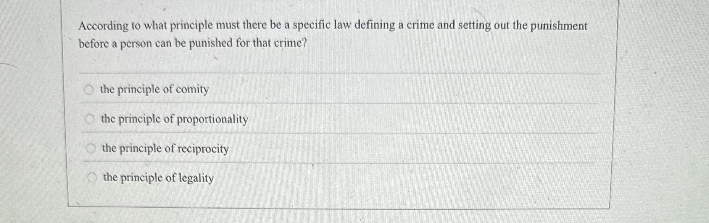 Solved According to what principle must there be a specific | Chegg.com