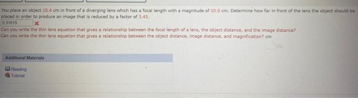 Solved You place an object 184 cm in front of a diverging | Chegg.com
