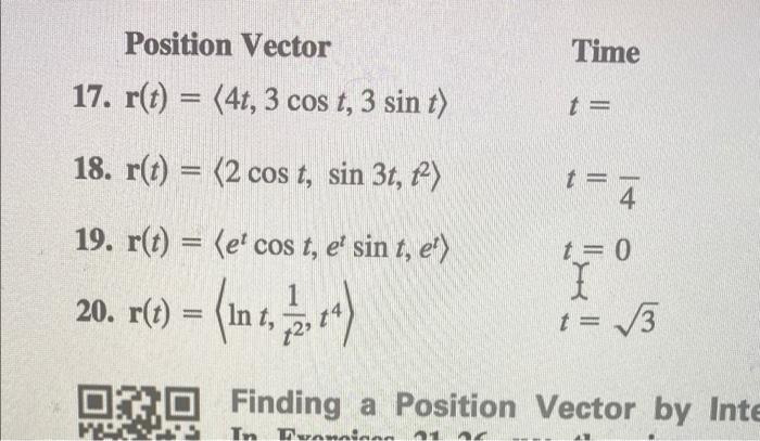 Solved Finding Velocity and Acceleration Vectors in Space In | Chegg.com