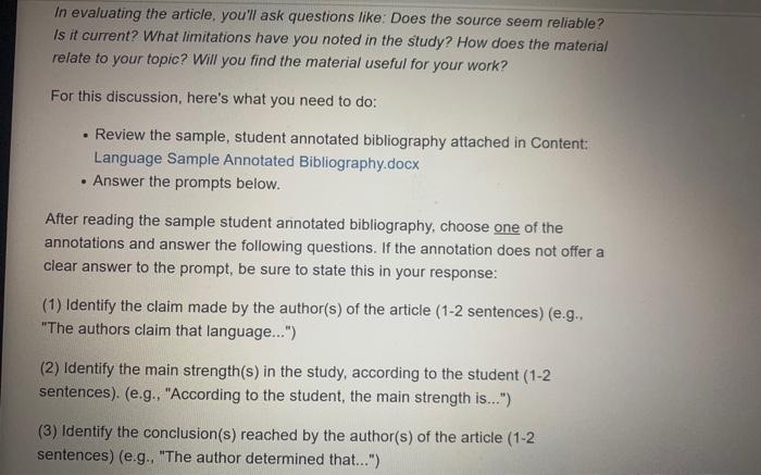 Week 2, Discussion 2 - Examining a Student Annotated | Chegg.com