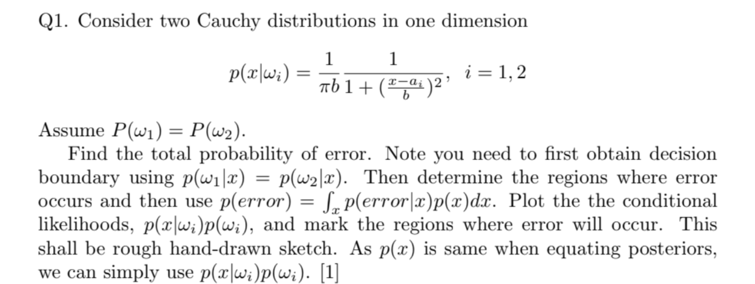 Solved Q1. ﻿Consider two Cauchy distributions in one | Chegg.com