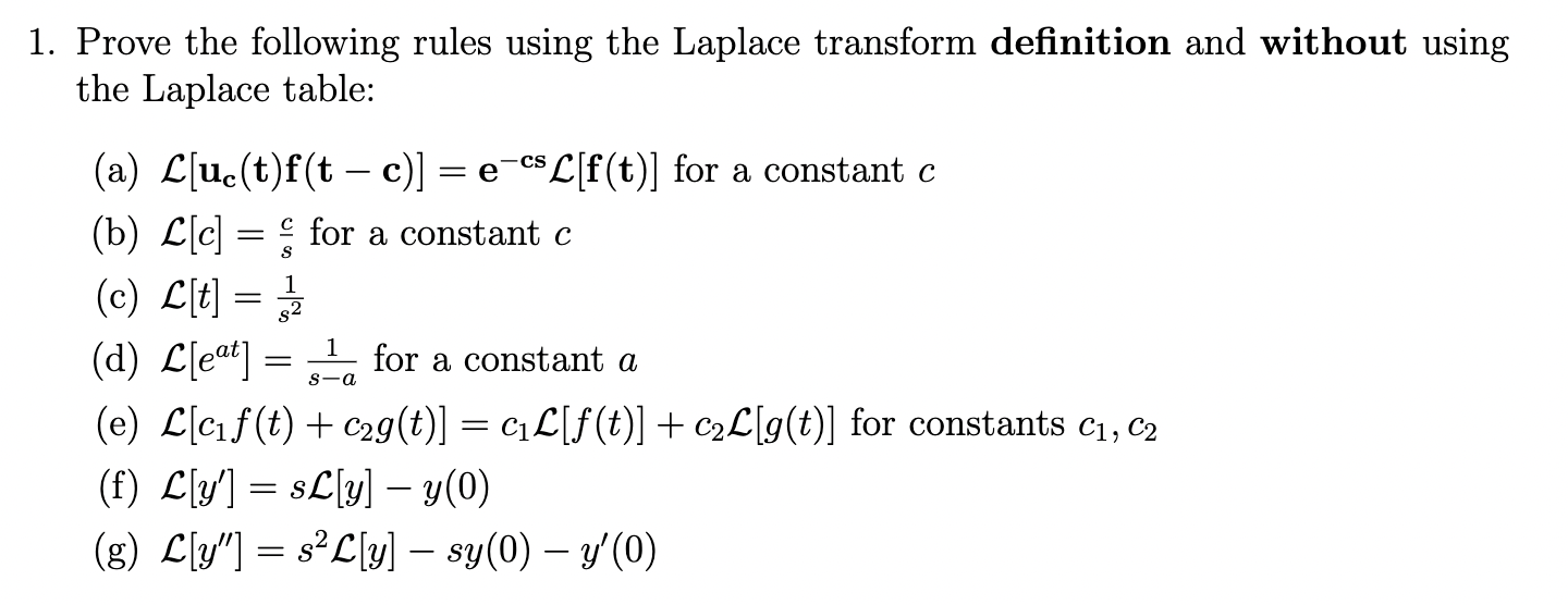 Solved Prove the following rules using the Laplace transform | Chegg.com