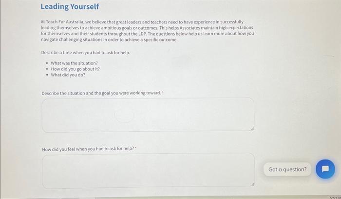 Solved At Teach For Australia, we believe that great leaders | Chegg.com