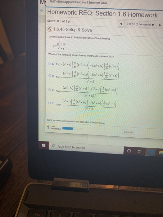 Solved M MATH1044 Applied Calculus | Summer 2020 o Homework: | Chegg.com