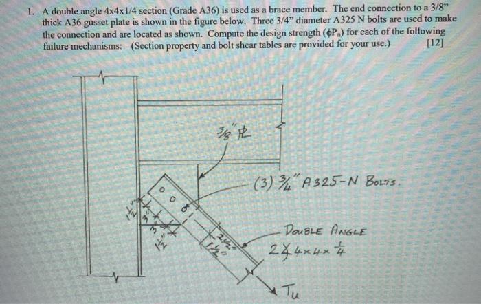 Solved 2. Assume that the double angle 4x4x1/4 section | Chegg.com