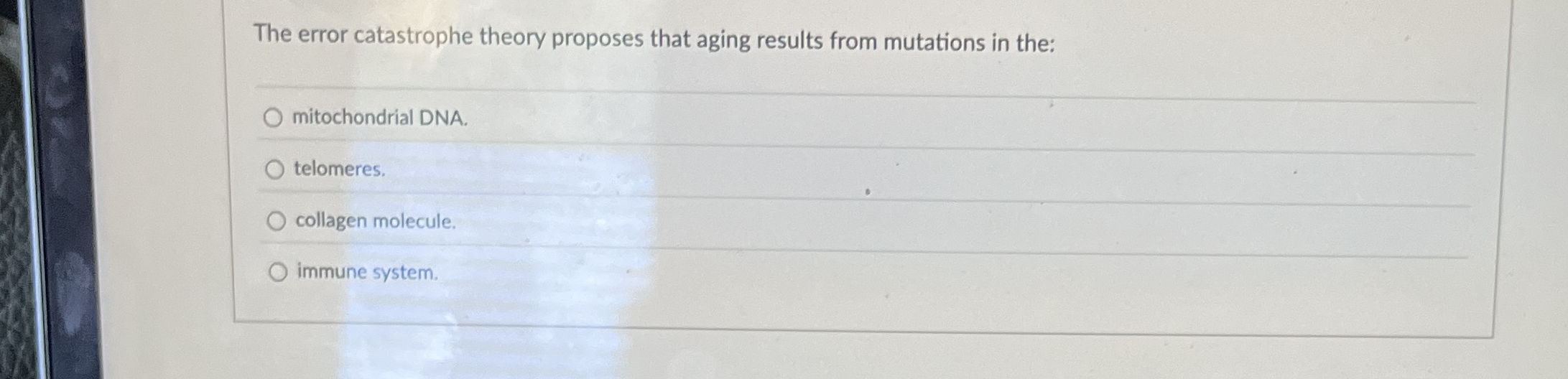 Solved The error catastrophe theory proposes that aging | Chegg.com