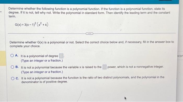 Solved Determine whether the following function is a | Chegg.com