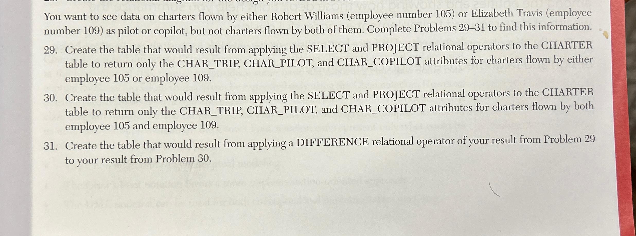 Solved You want to see data on charters flown by either | Chegg.com
