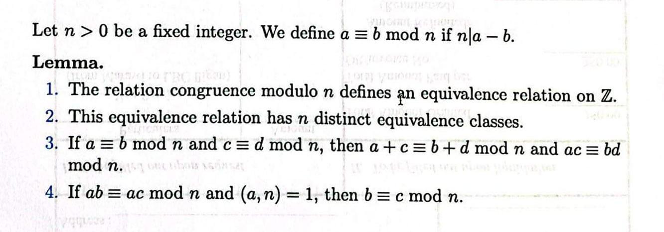 Solved Let n>0 be a fixed integer. We define a≡bmodn if | Chegg.com Solved Let n>0 be a fixed integer. We define a≡bmodn if | Chegg.com