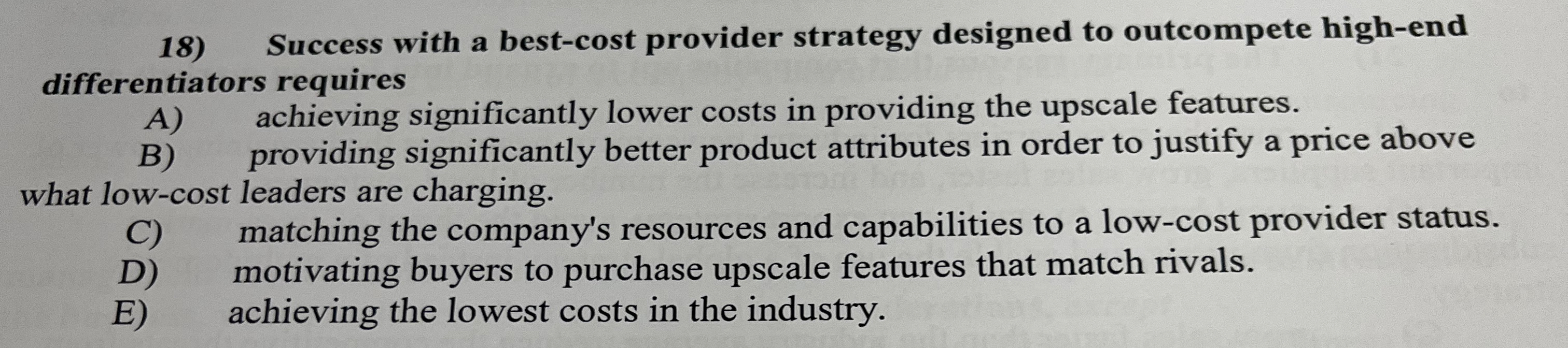 Solved Success with a best-cost provider strategy designed | Chegg.com