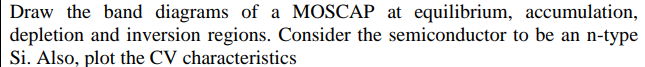 Solved Draw the band diagrams of a MOSCAP at equilibrium, | Chegg.com