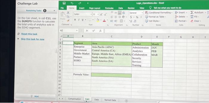 On the Calc sheet, in cell C11, use the SUMIFS | Chegg.com