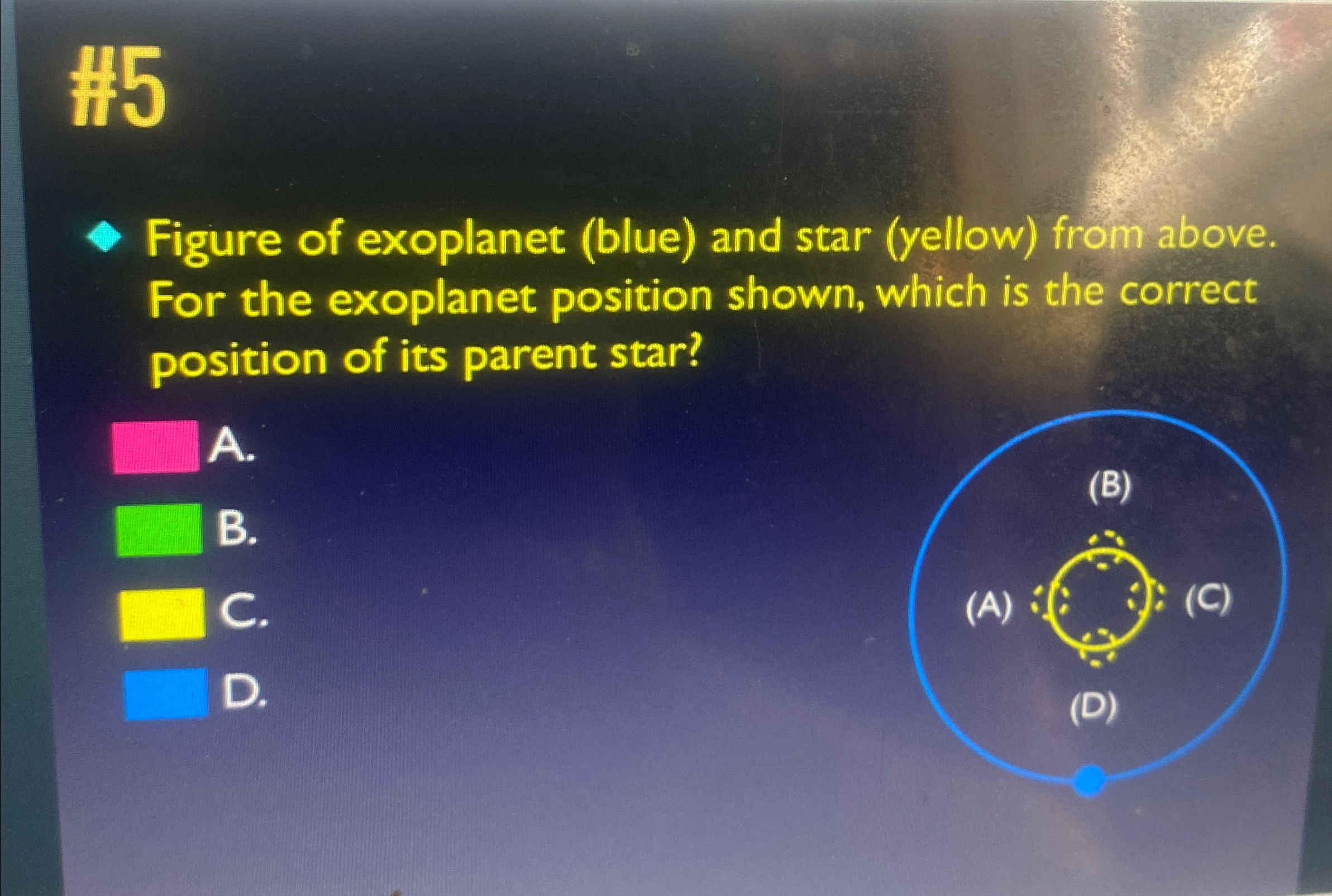 Solved #5Figure of exoplanet (blue) ﻿and star (yellow) ﻿from | Chegg.com