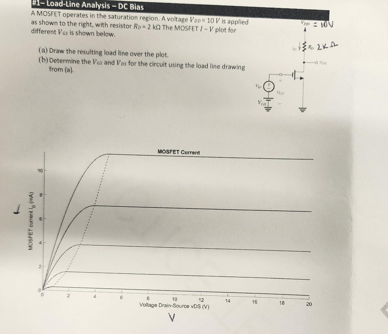 Solved H1- Load-Line Analysis - DC Bias A MOSFET operates in | Chegg.com