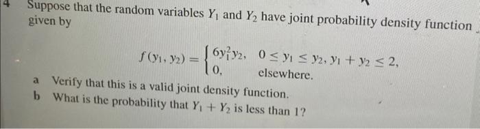Solved Suppose that the random variables Y1 and Y2 have | Chegg.com