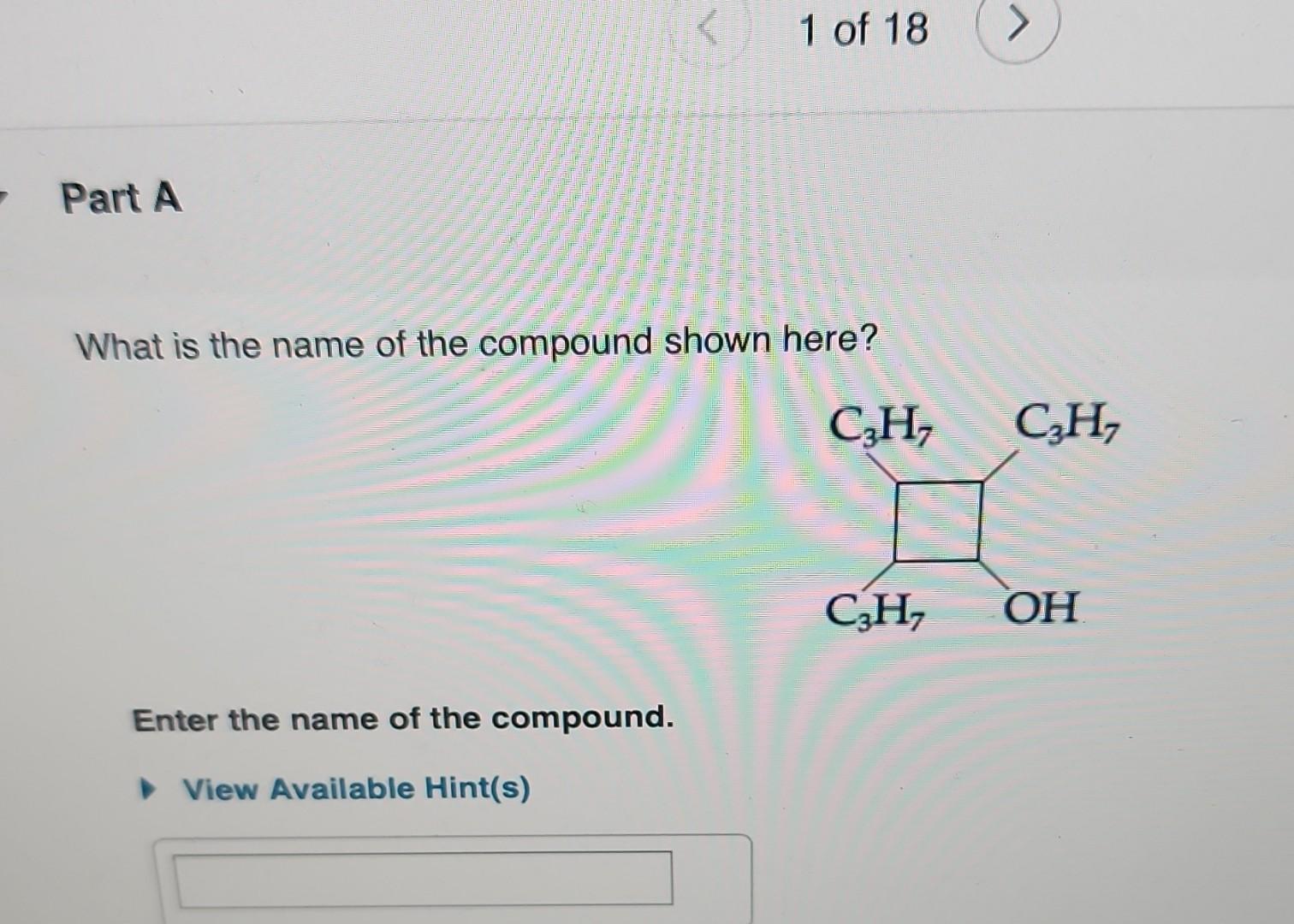 Solved What is the name of the compound shown here? Enter | Chegg.com