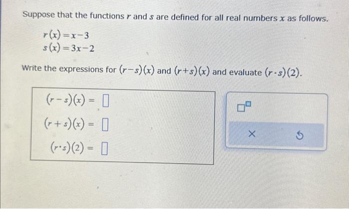 Solved Suppose that the functions r and s are defined for | Chegg.com