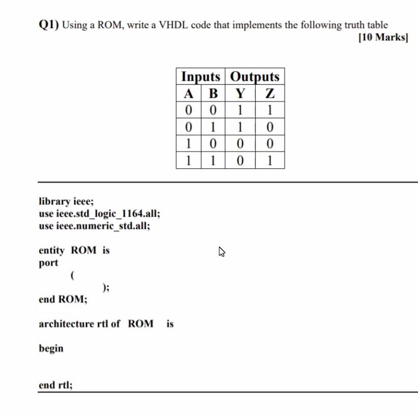 Solved Q2) Write a VHDL code for a 2-bit sequence counter | Chegg.com